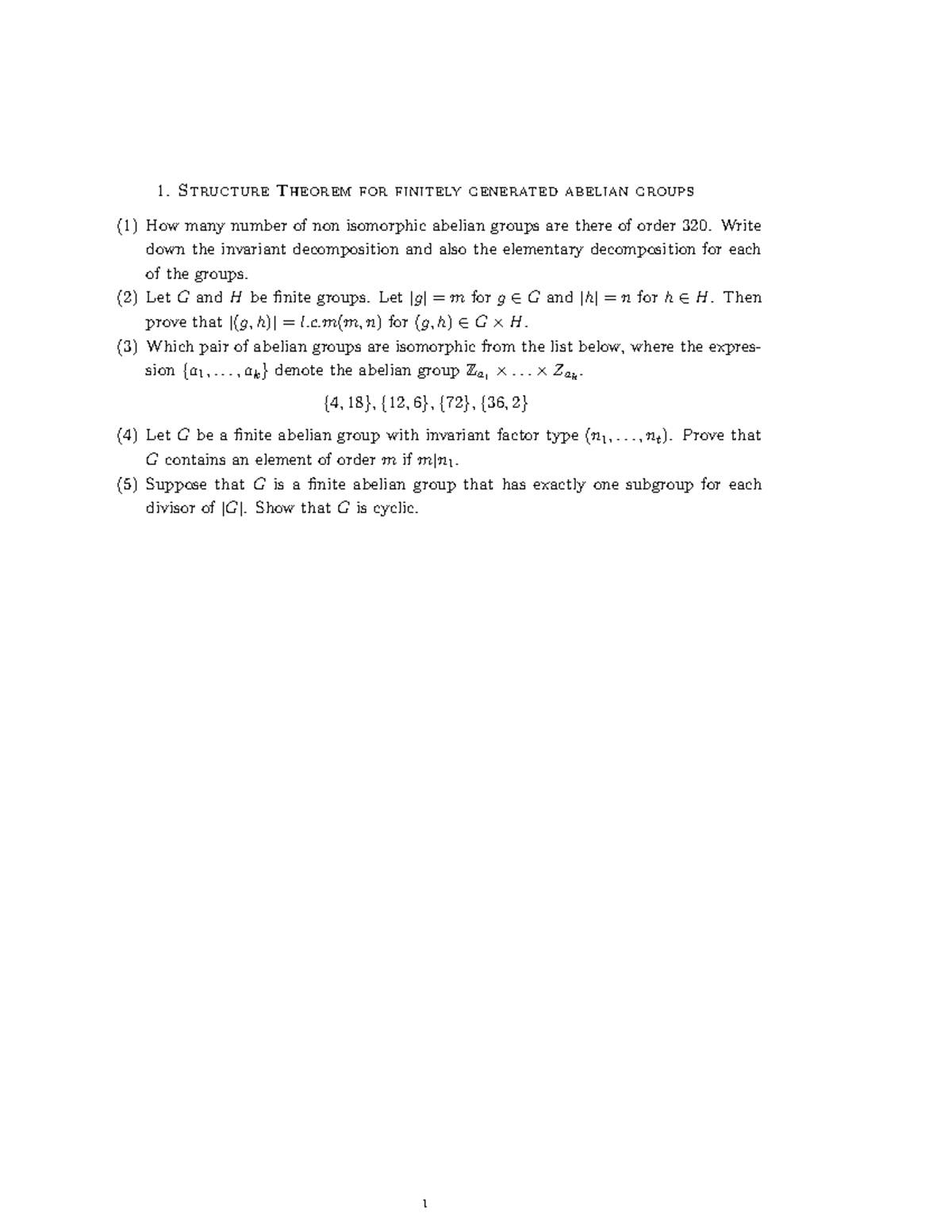 Tut5 Practice Tutorial Sheet Shared By Professor Structure Theorem For Finitely Generated