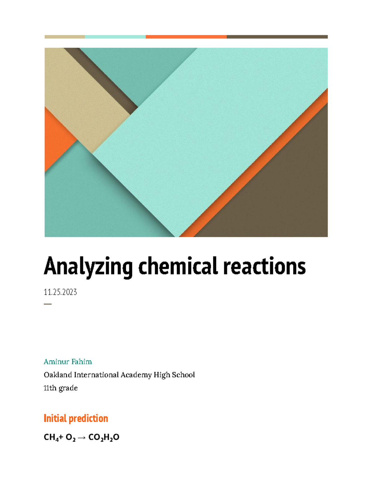 Project Analyzing chemical reactions - Analyzing chemical reactions 11 ...