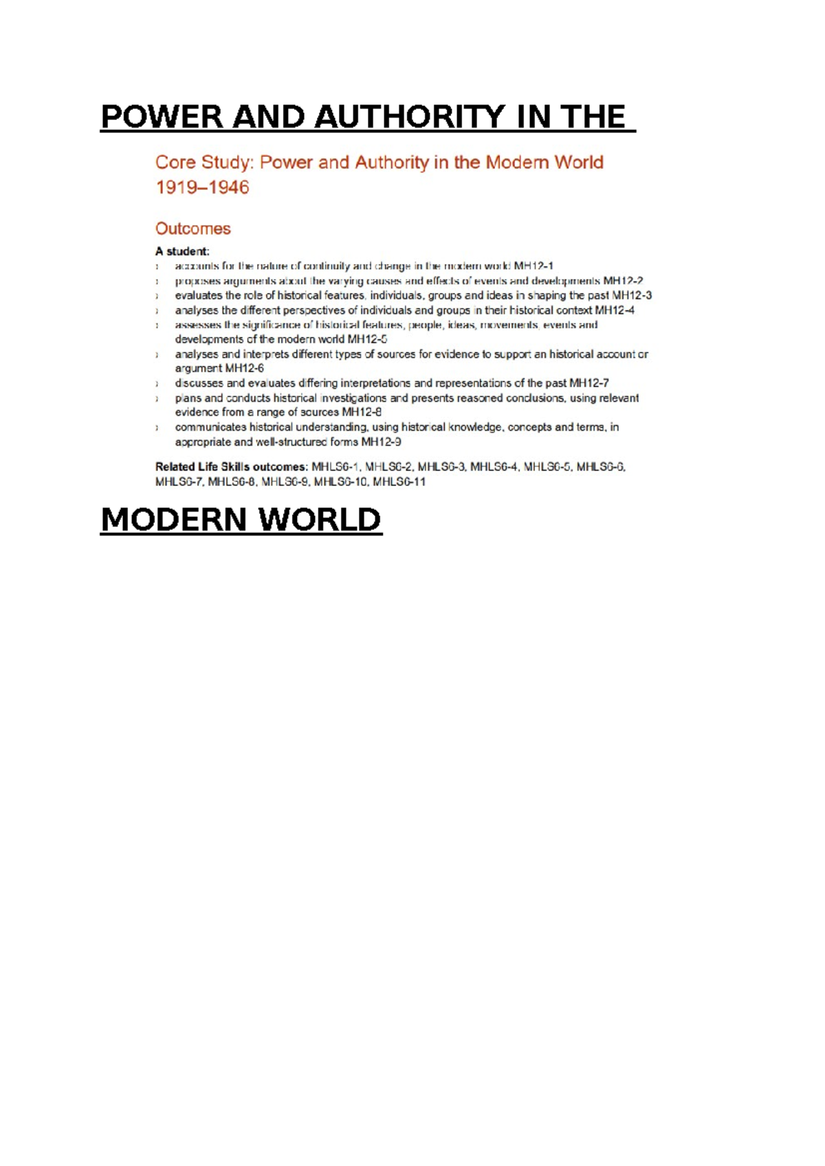 Modern History Notes-Year 12 - POWER AND AUTHORITY IN THE MODERN WORLD ...