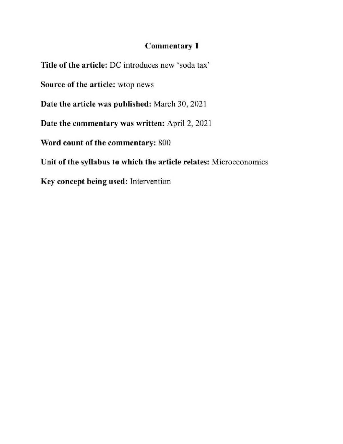 2000 04 Micro - Sample 3 - Internal Assesment - Commentary 1 Title of ...