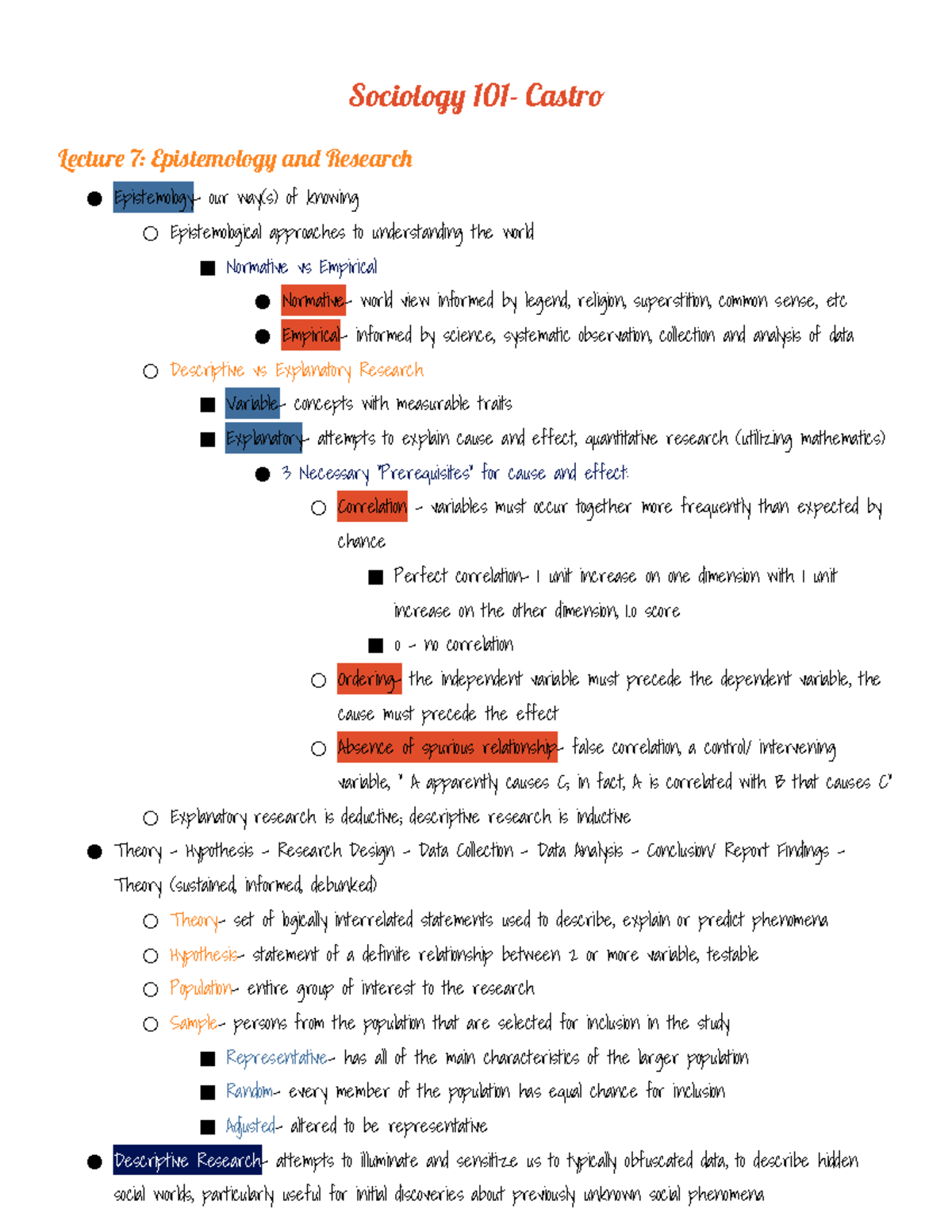 Soc 101 Castro Lecture 7 - Sociology 101- Castro Lecture 7 ...