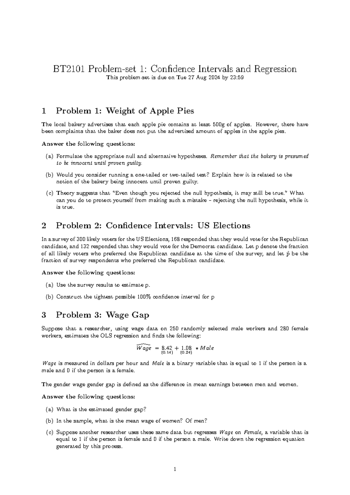 BT2101 PS1 2024 - notes - BT2101 Problem-set 1: Confidence Intervals ...