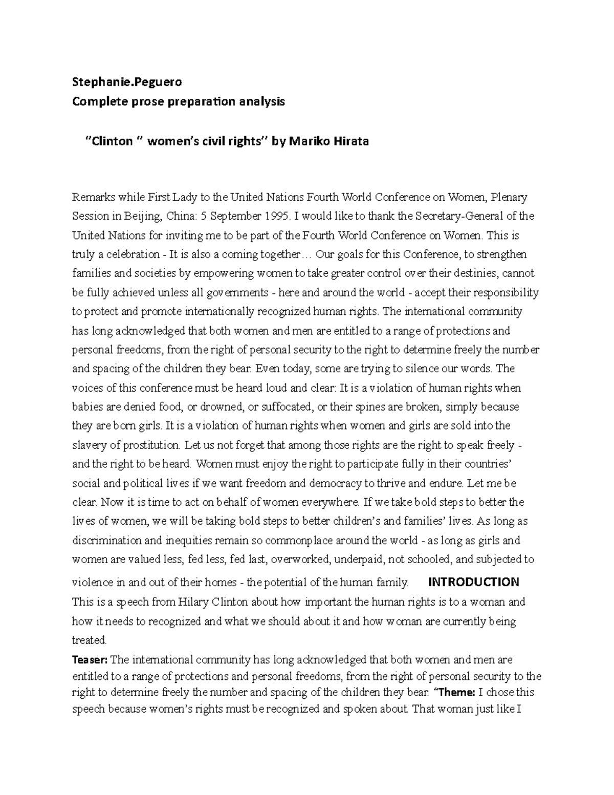 Stephanie peguero complete prose analysis (1) - Stephanie Complete ...