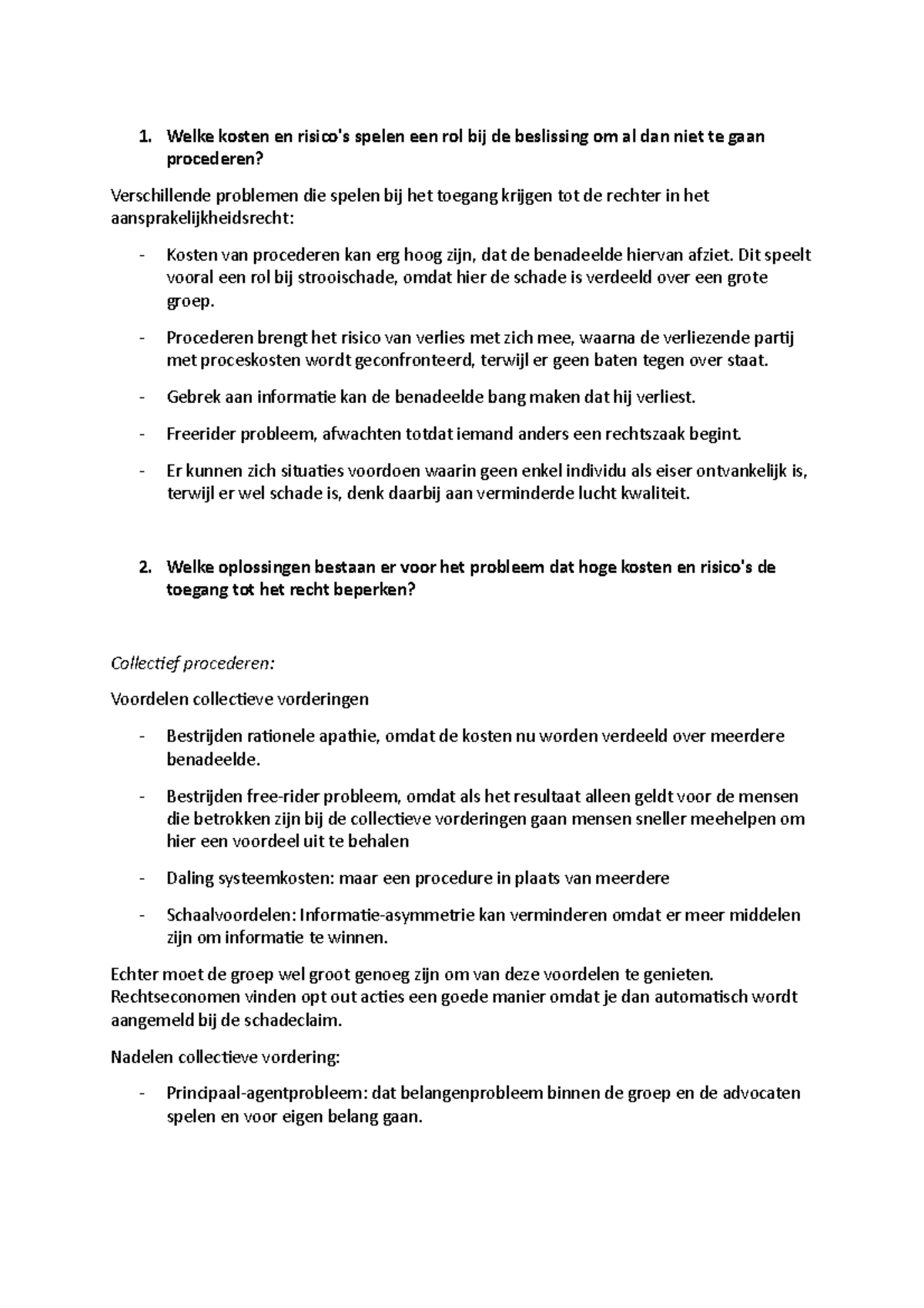 REM probleem 8 - goed - Welke kosten en risico's spelen een rol bij de ...
