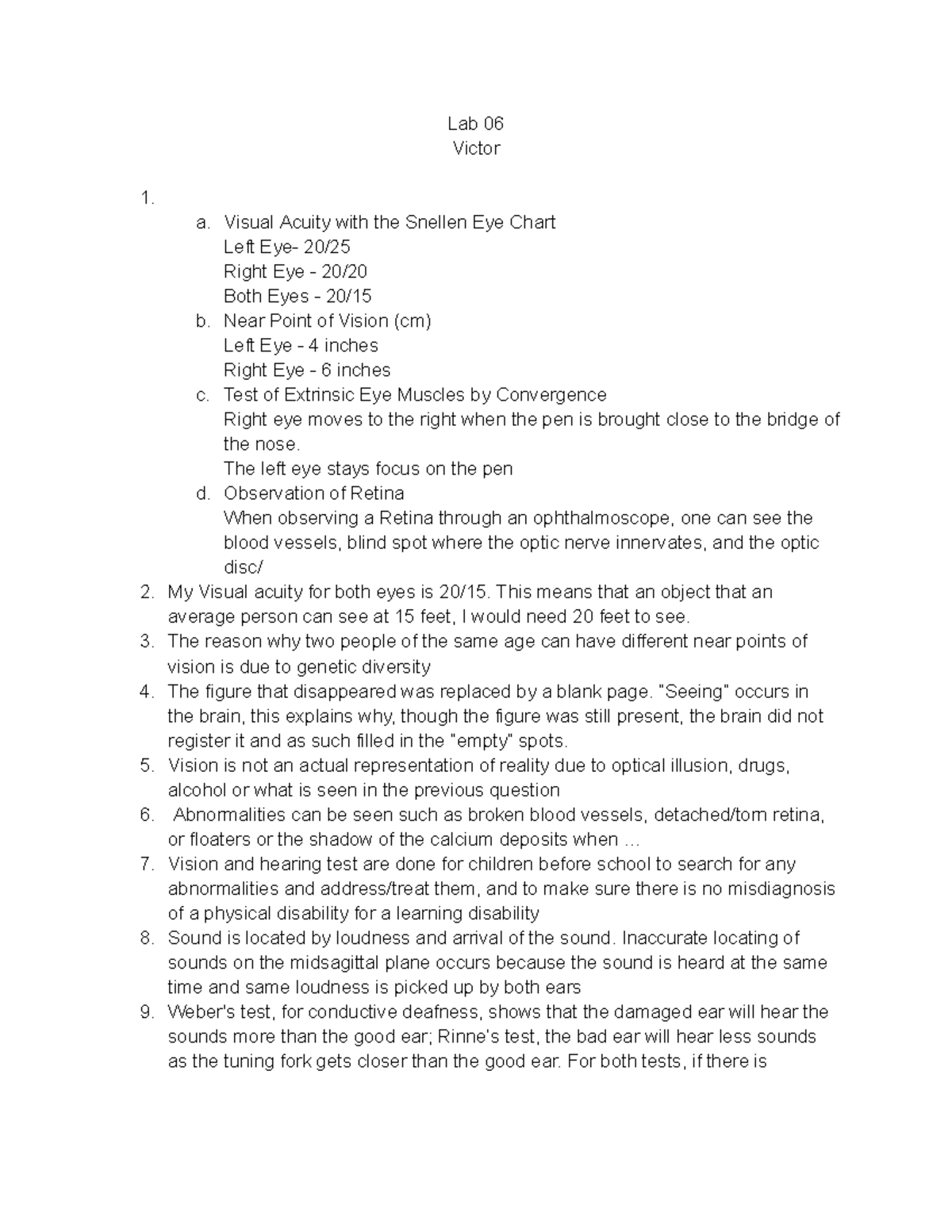 Lab 06 - questions about lab report - Lab 06 Victor a. Visual Acuity ...