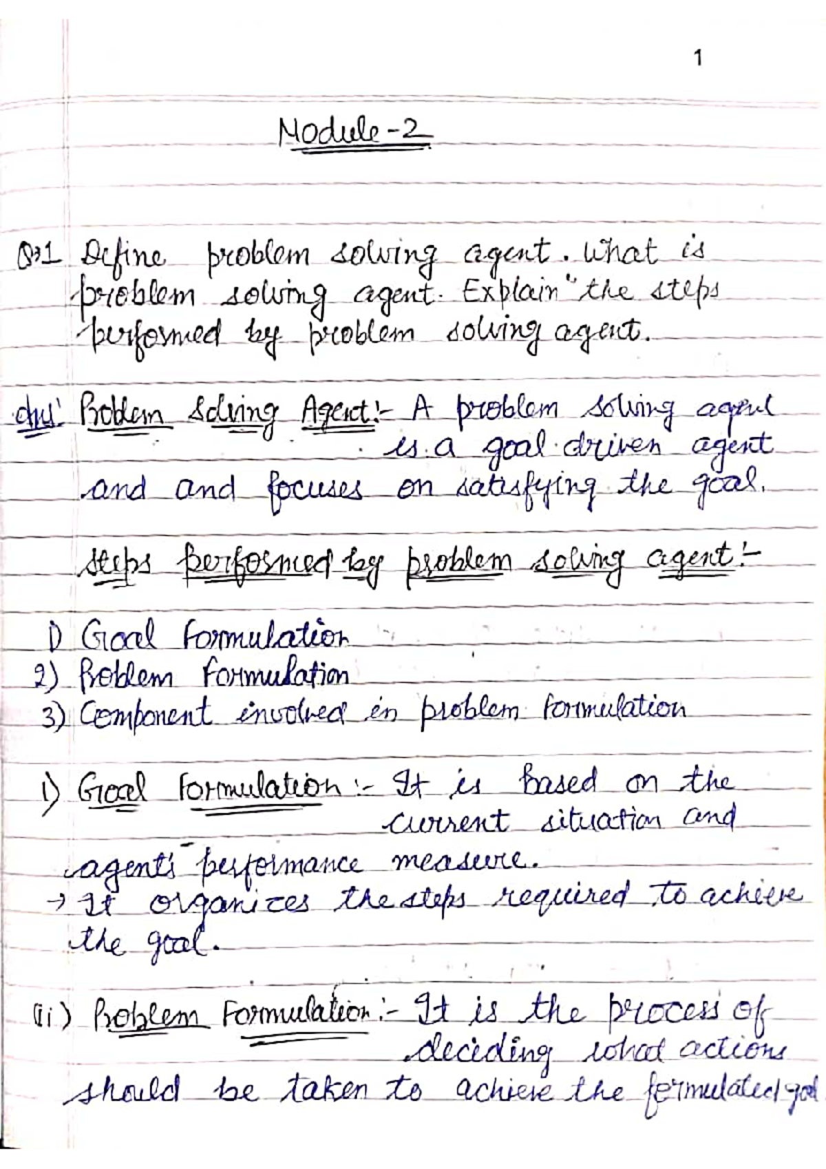 Module 2 - its artificial intelligence notesar - 1 Module Q1 Define ...