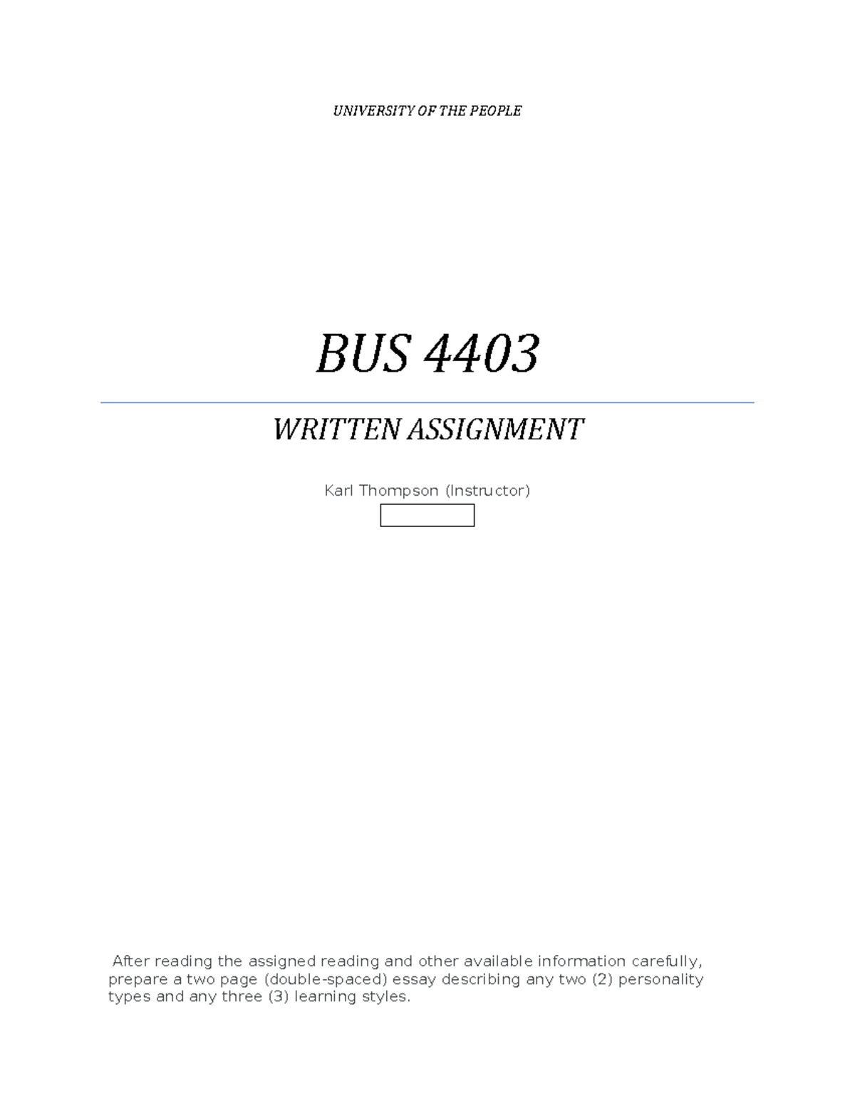 4403 WA - After reading the assigned reading and other available ...