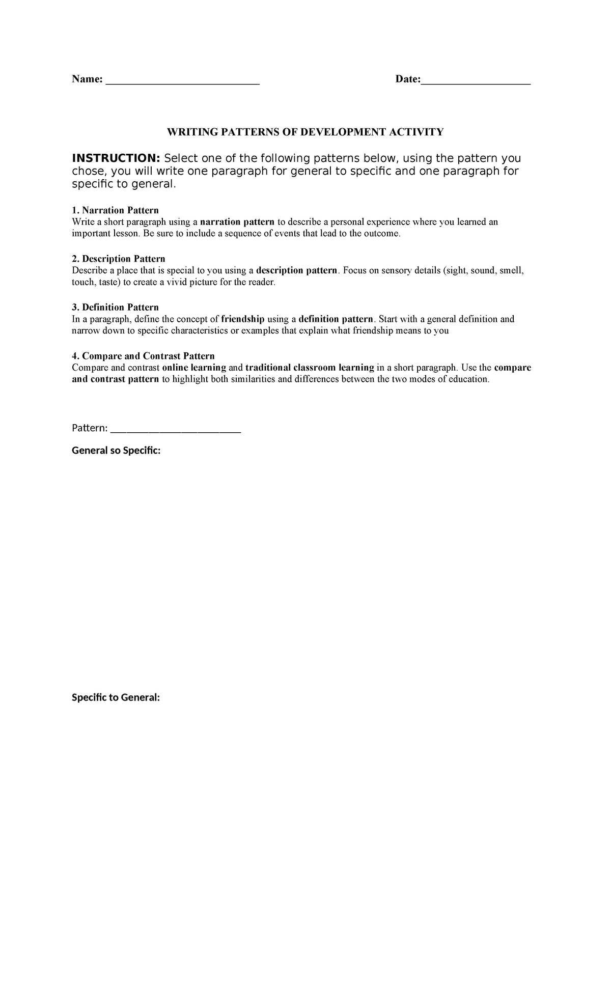 Application Quiz Patterns of Development - Name ...