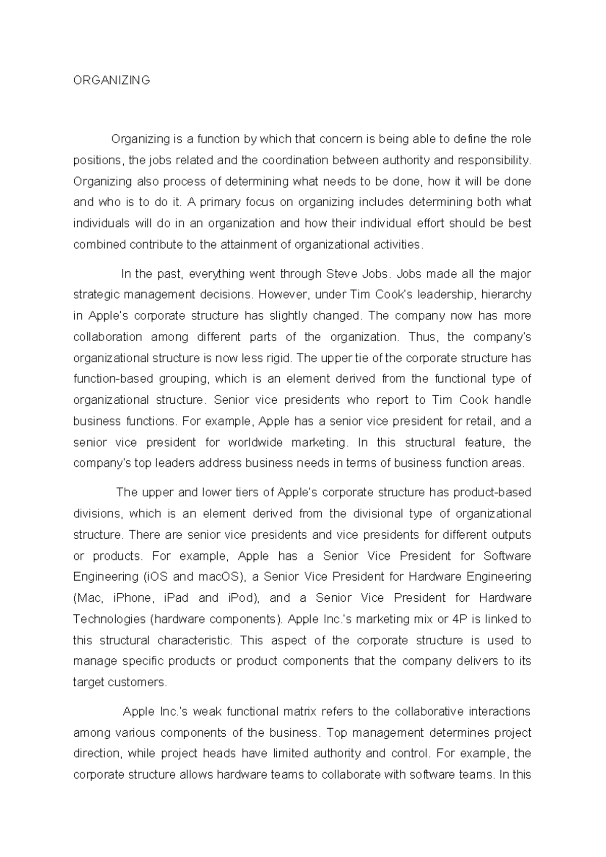 Aiqal Daniel ( Individual Assignment MGT 162 - Organizing) - ORGANIZING ...