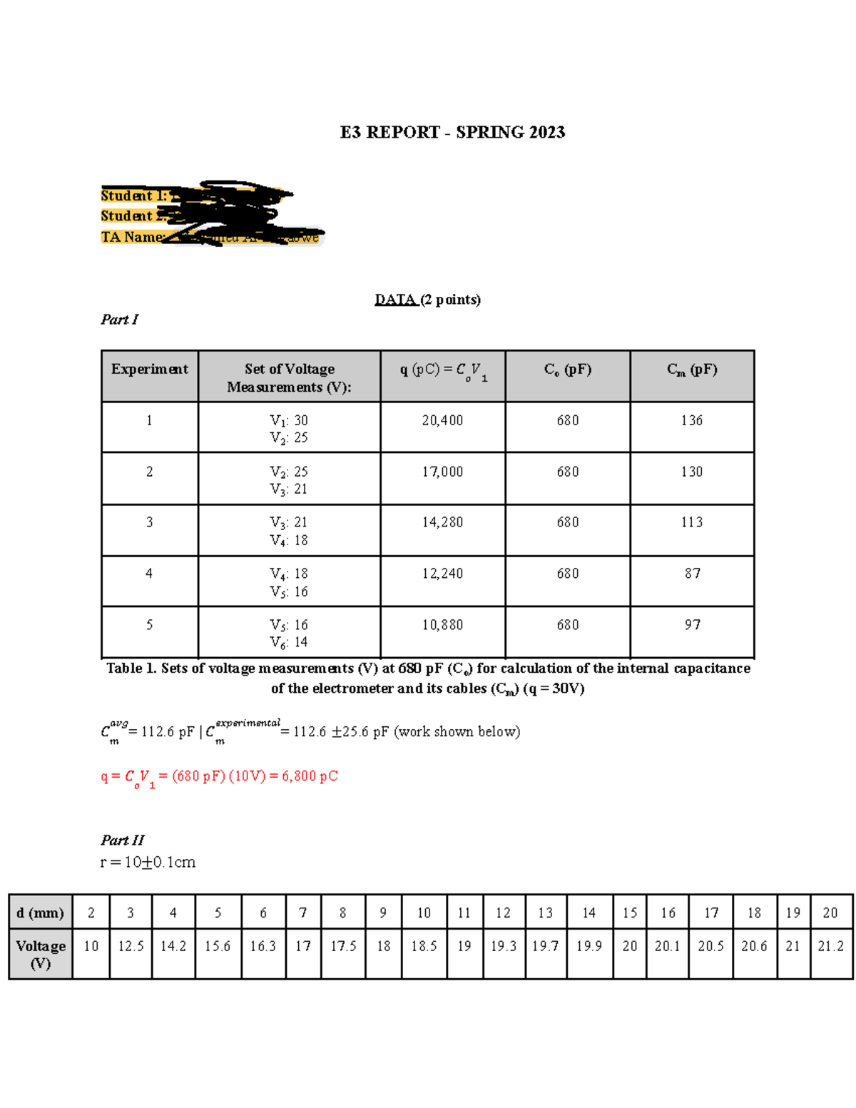 E3 Report - E3 REPORT - SPRING 2023 Student 1: Gabriella Casiano Student 2: Karina Delaney TA ...