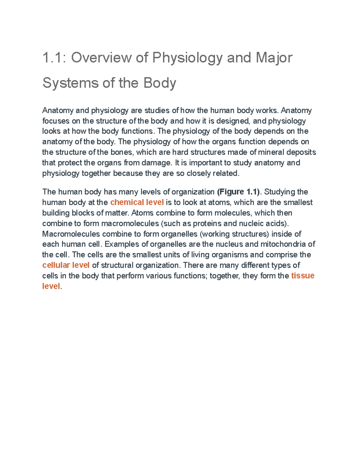 AP I MOD. 1 - AP 1 notes. - 1: Overview of Physiology and Major Systems ...