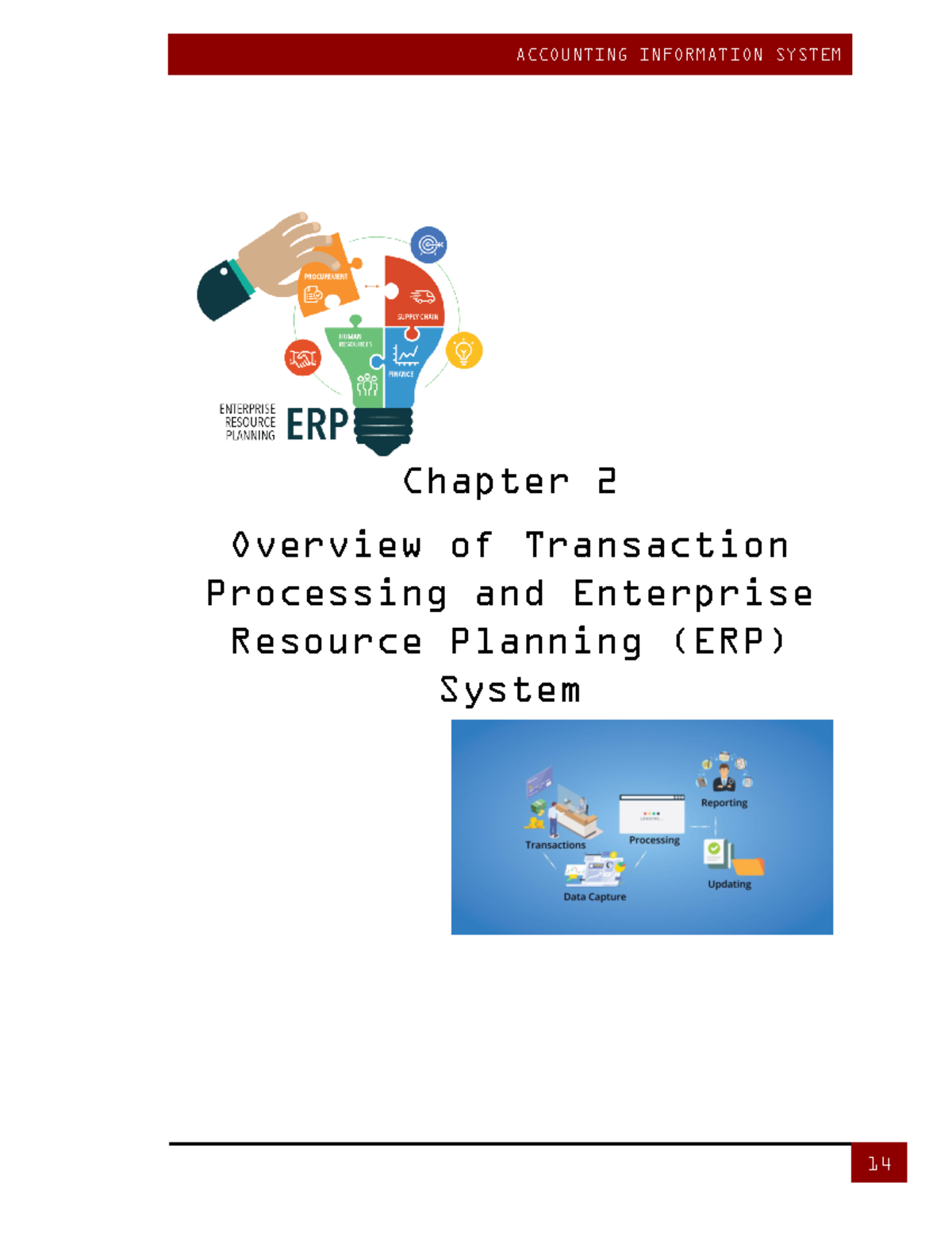 ACCOUNTING INFORMATION SYSTEM Chapter 2 - Chapter 2 Overview of ...