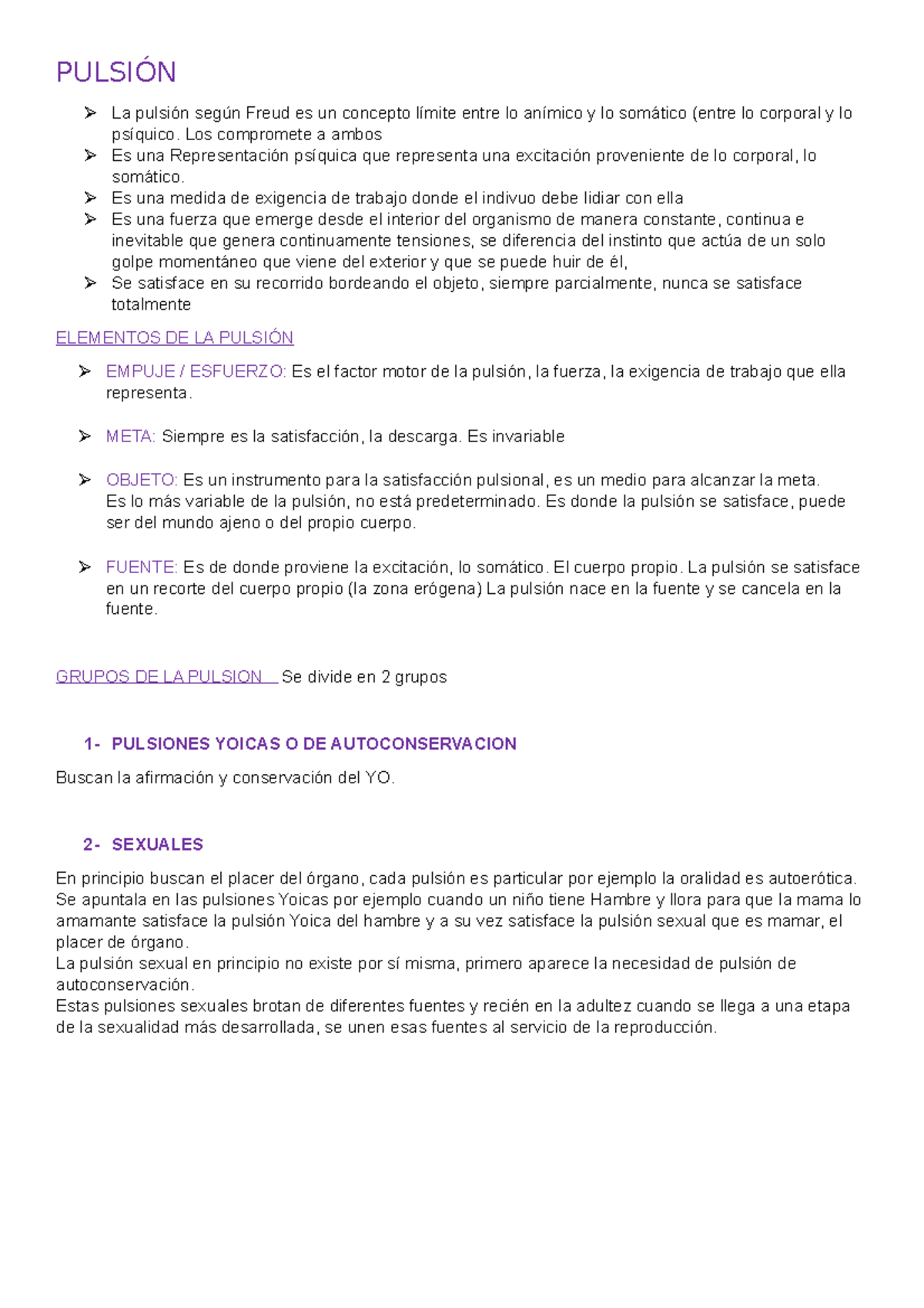 Pulsión - PULSION S FREUD - PULSIÓN La pulsión según Freud es un ...