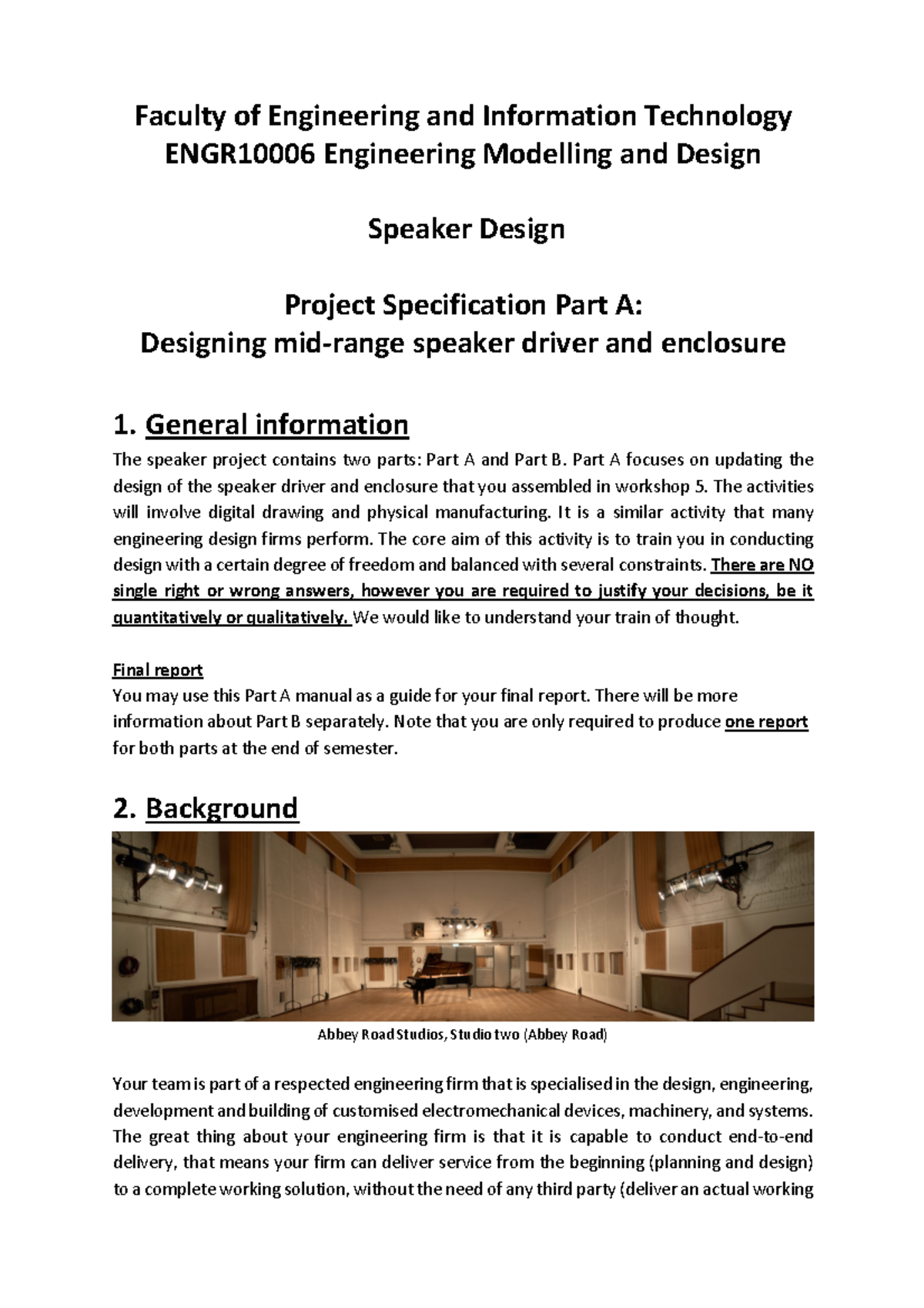 Speaker Project Specification PAst A only (updated 19 Sept) - Faculty ...