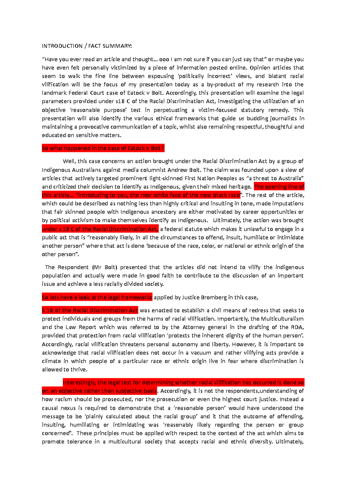 Presentation Media LAW AND Ethics Presentation - INTRODUCTION / FACT ...