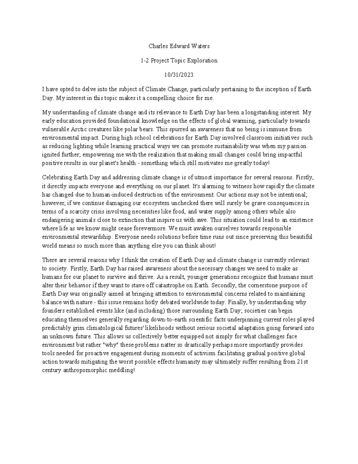 1-2 - my work - Charles Edward Waters 1-2 Project Topic Exploration 10 ...