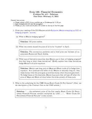 Problem Set 6 Spring 2022 Solutions v1 - Econ 136: Financial Economics ...