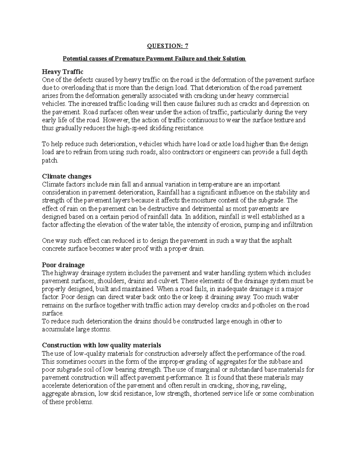 Question 7 and 8 - Highway Drainage and Geometric Design (MSc Road and ...