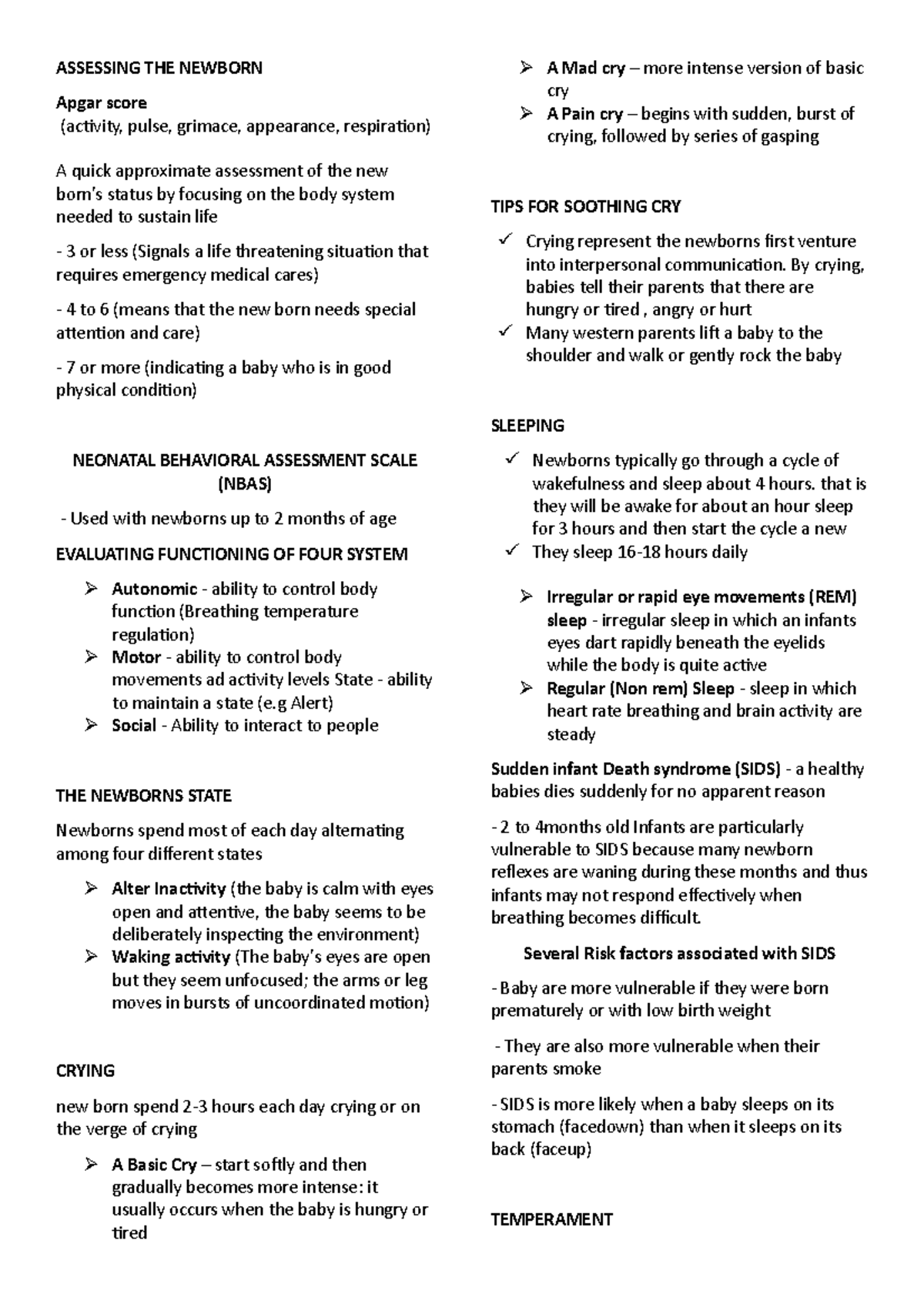 Assessing THE Newborn DEV Psych - ASSESSING THE NEWBORN Apgar score ...