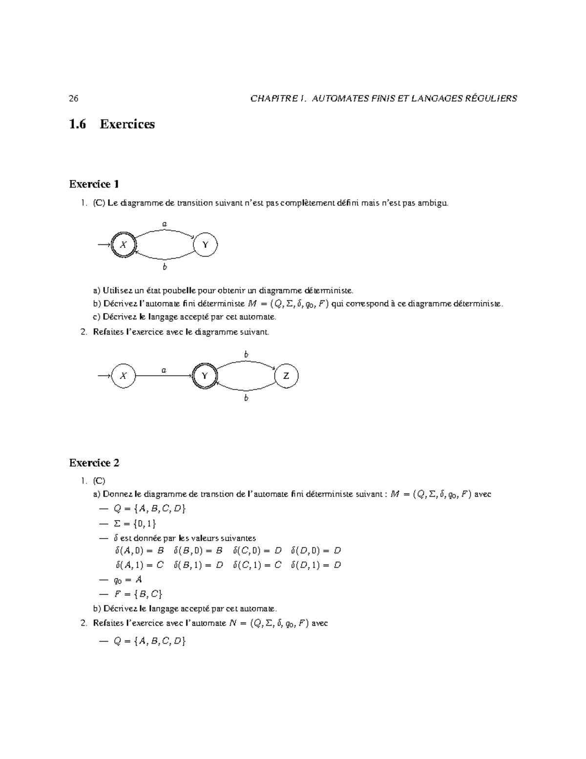 Livre info théo exercices chapitre 1 - 26 CHAPITRE 1. AUTOMATES FINIS ...