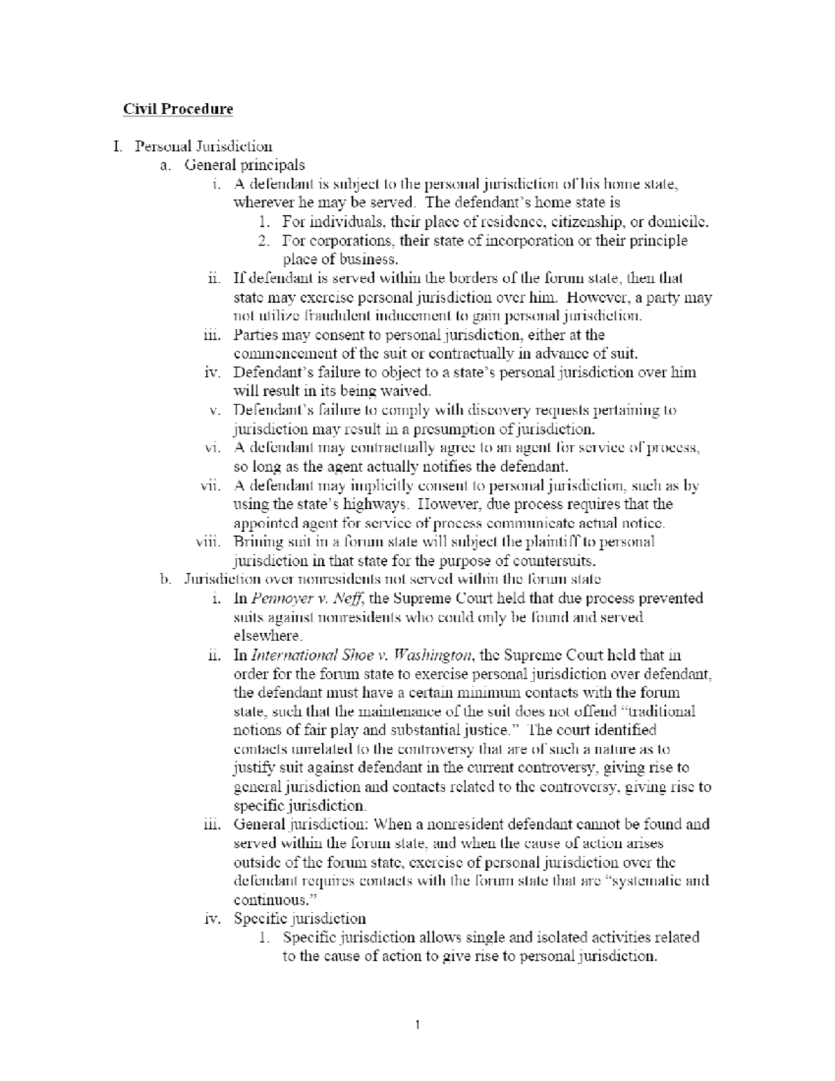 Civil Procedure II Long Study Outline - CIVP 7142 - Studocu