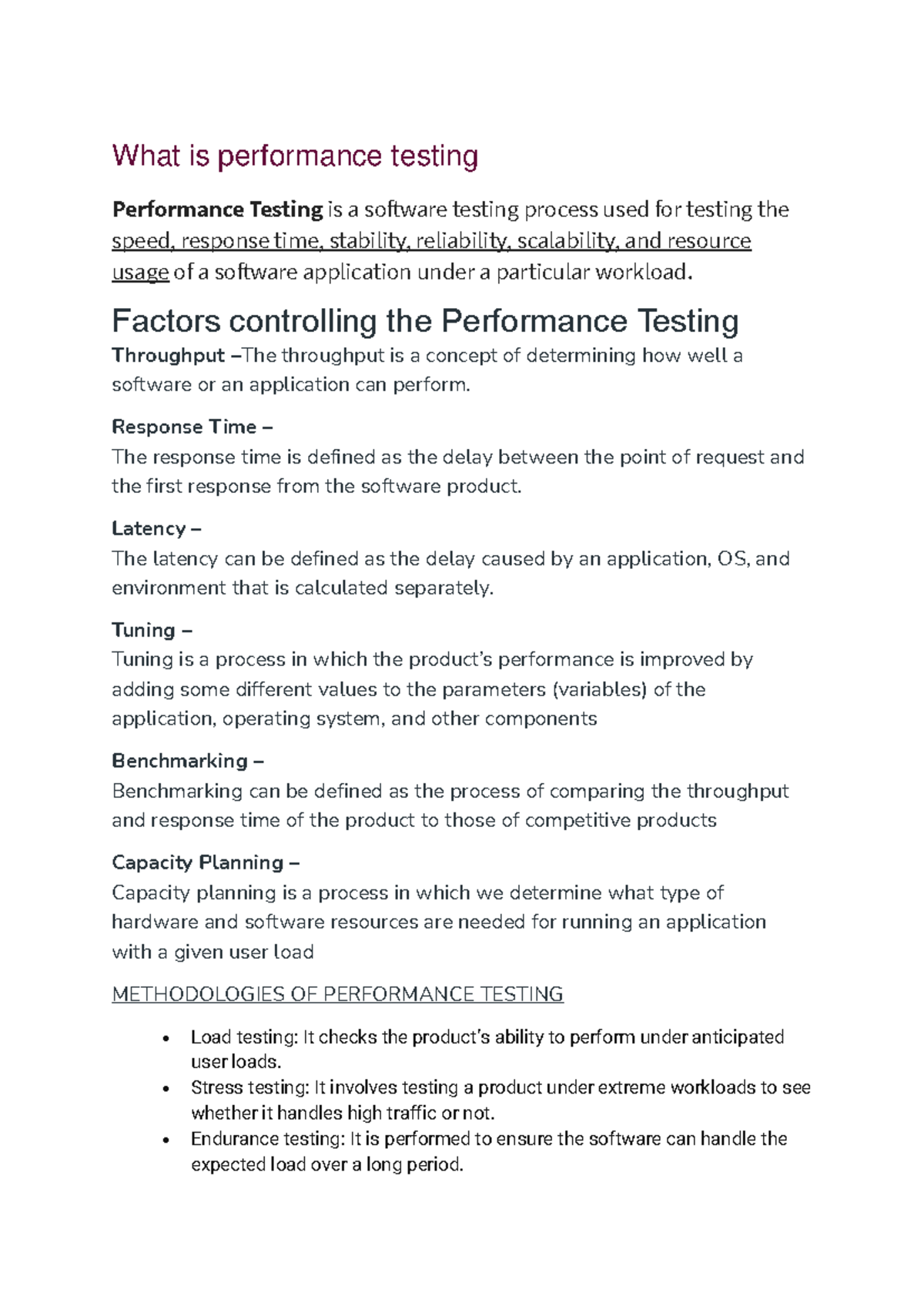Software - What is performance testing Performance Testing is a ...