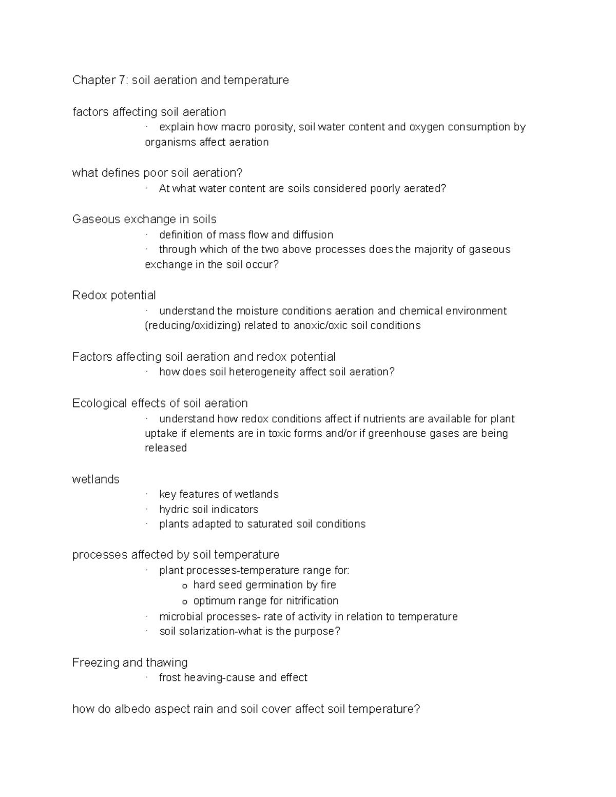 Ch 7 - chapter 7 - Chapter 7: soil aeration and temperature factors affecting soil aeration ...