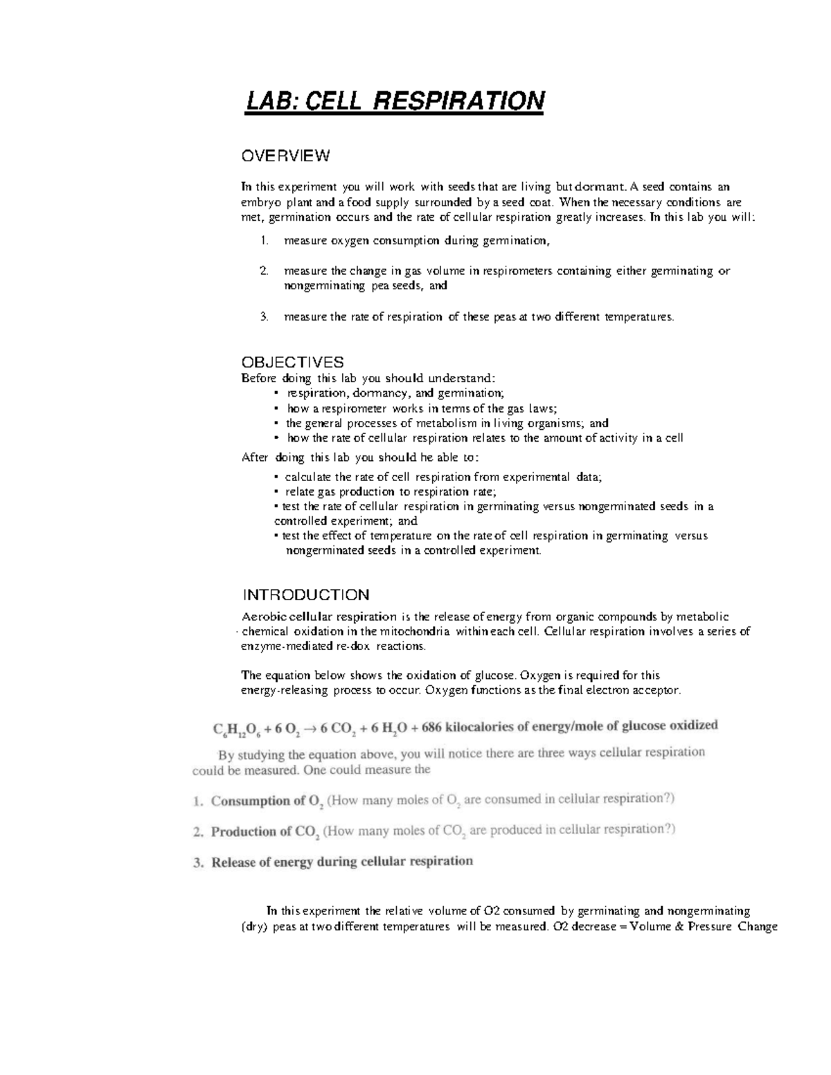 Lab5 Respiration Lab 2017 - LAB: CELL RESPIRATION OVERVIEW In this ...