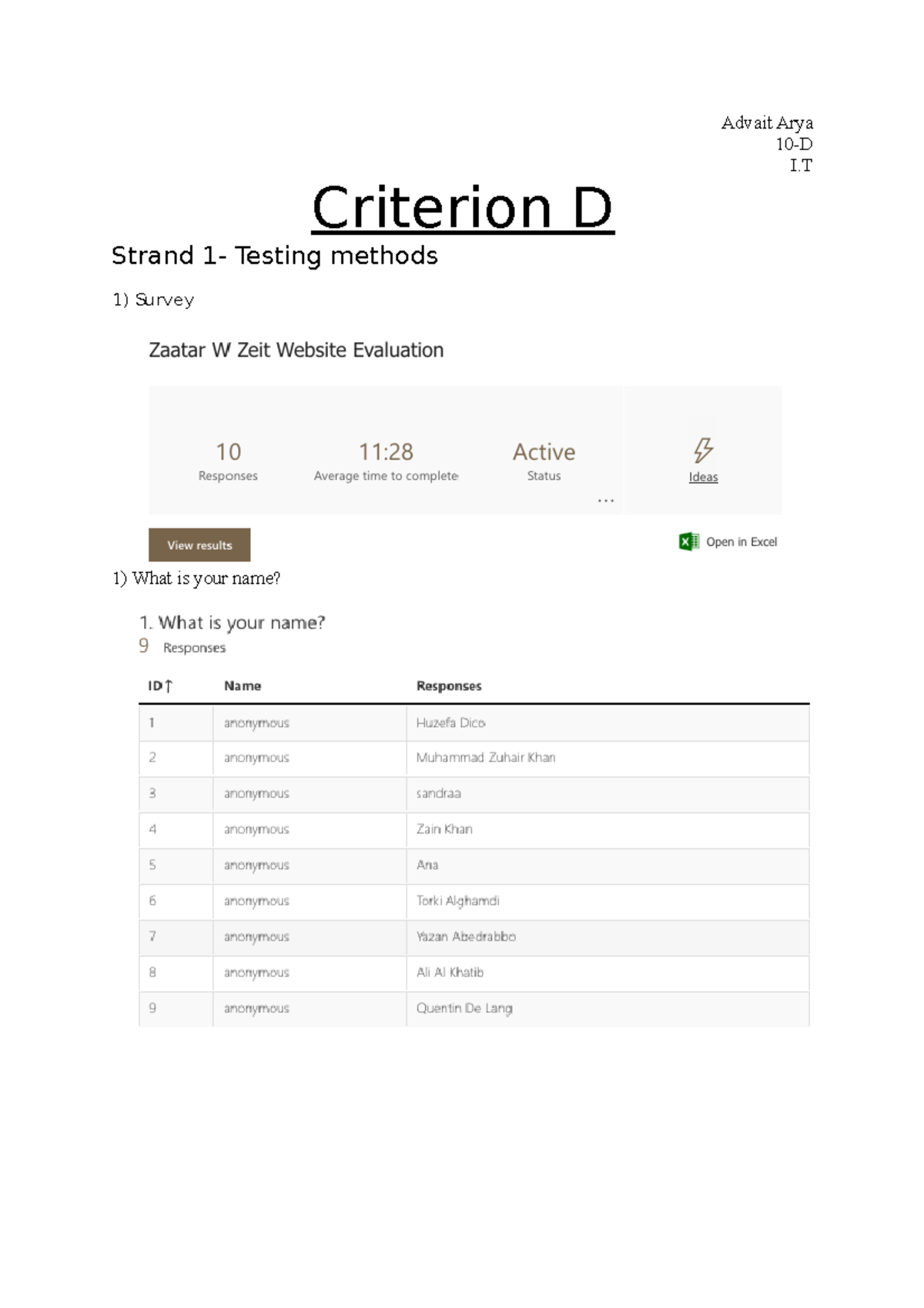 IT Criterion D - Advait Arya 10-D I Criterion D Strand 1- Testing ...