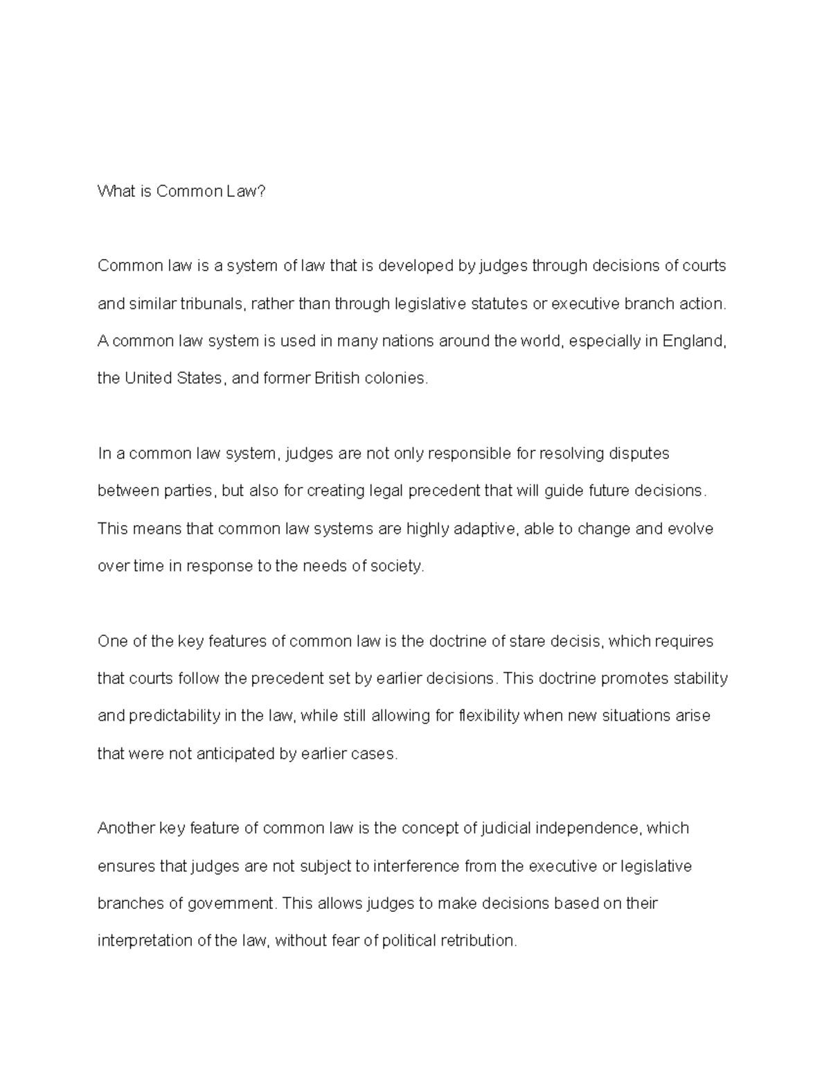 Understanding Common Law Customary Law and Religious Law - Studocu