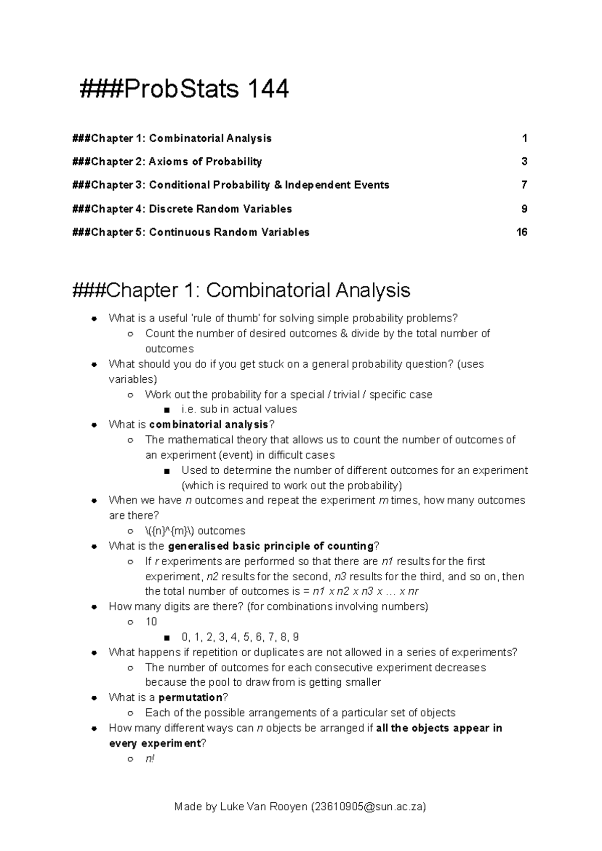 Prob Stats 144 - ###ProbStats 144 ###Chapter 1: Combinatorial Analysis ...