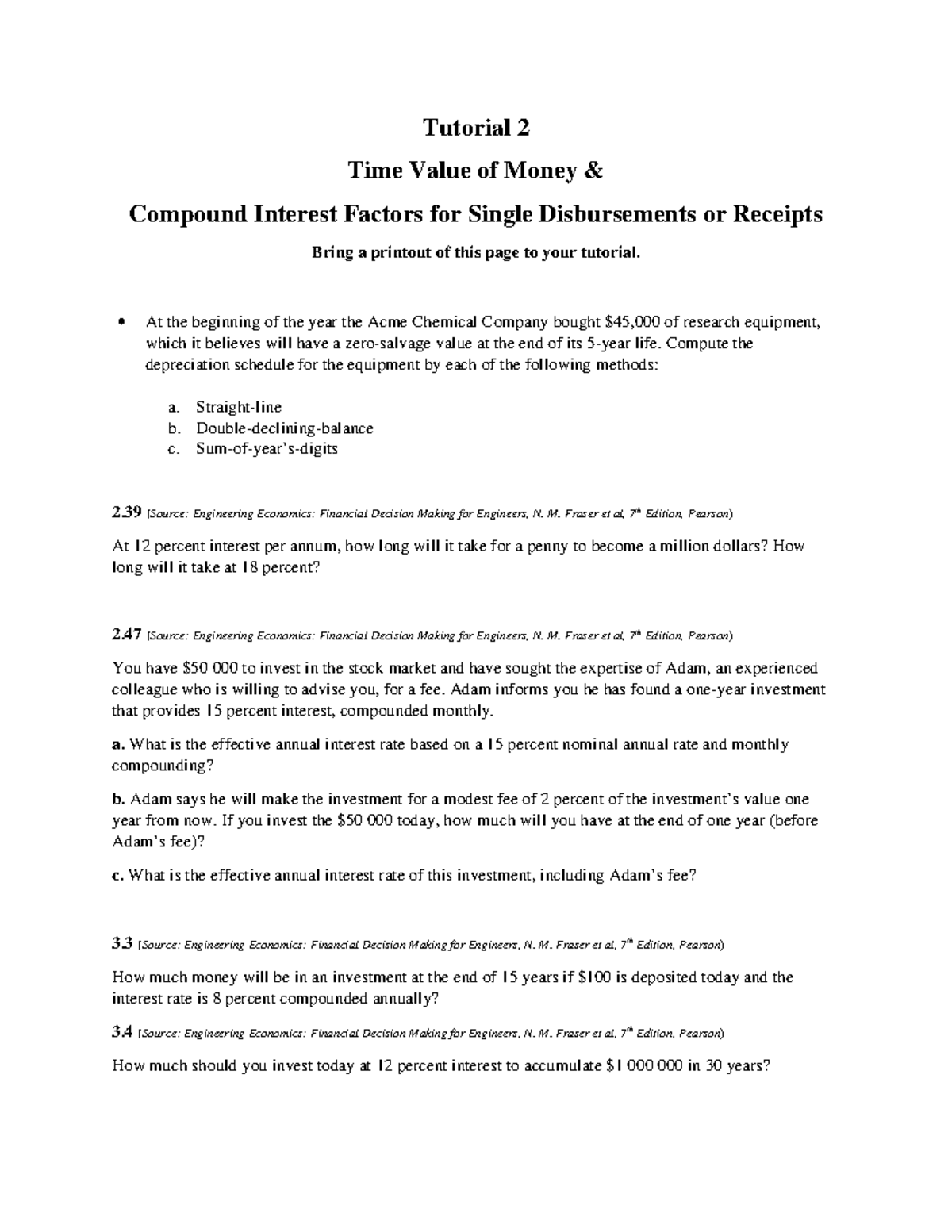Tutorial 2 - Tutorial 2 Time Value of Money & Compound Interest Factors ...