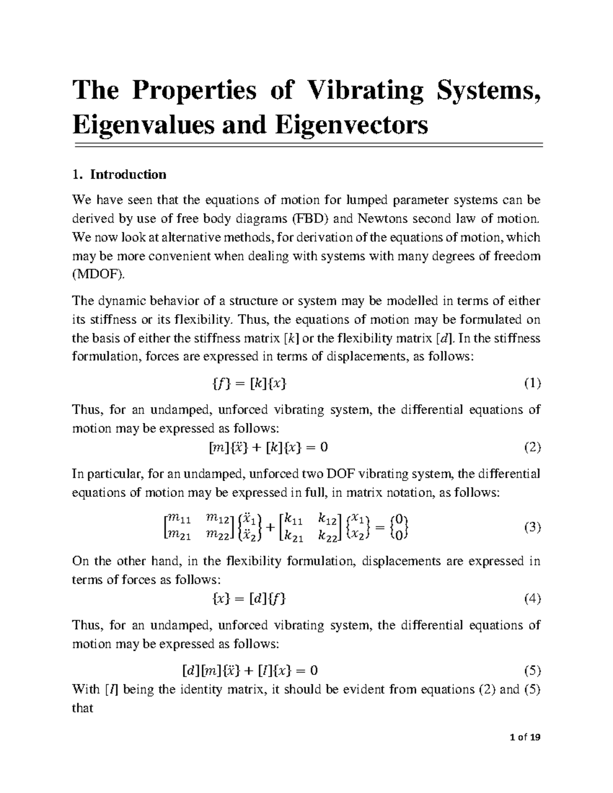 The Properties Of Vibrating Systems The Properties Of Vibrating