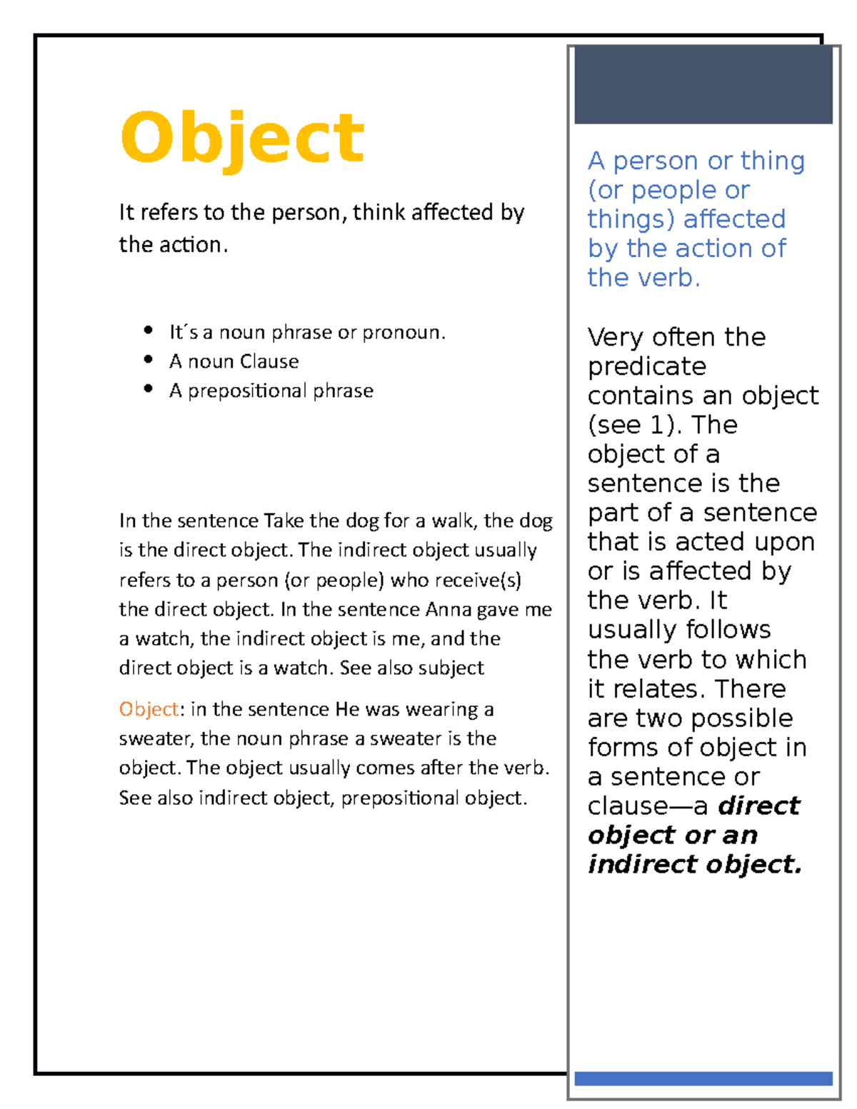 Object - Descripción del objeto en inglés. - Object It refers to the ...