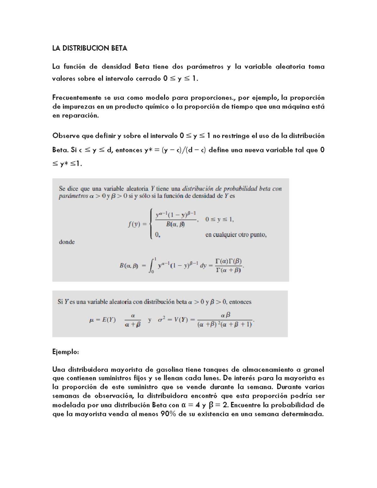 Clases Semana 9 nov - 15 nov - LA DISTRIBUCION BETA La función de ...