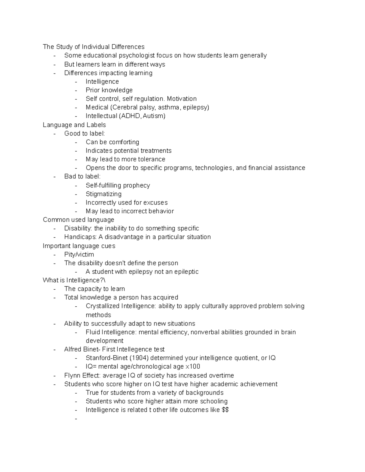 Learning Differences and Learning Needs - The Study of Individual ...