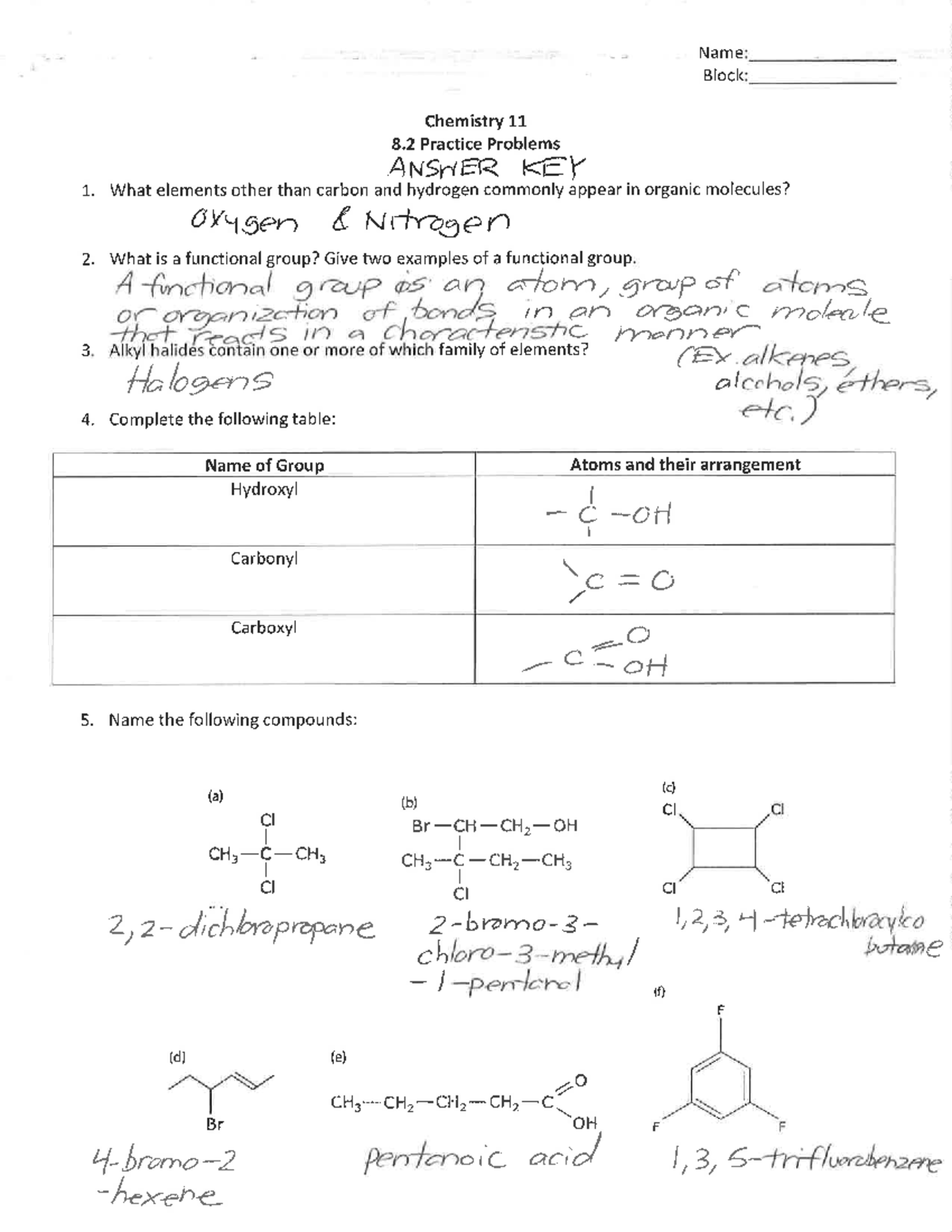 Chemistry 11 8.2 Practice Problems Answer KEY - Studocu