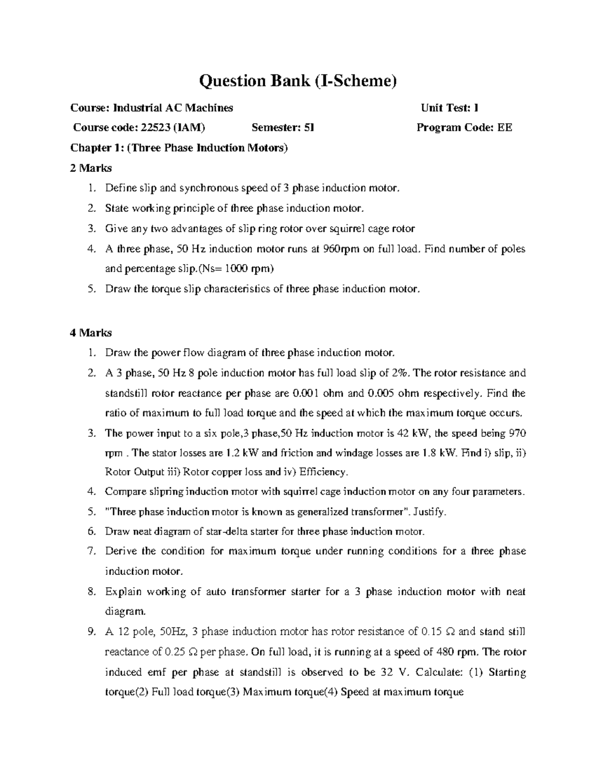 IAM Chapter 1 and 2 question bank - Question Bank (I-Scheme) Course ...