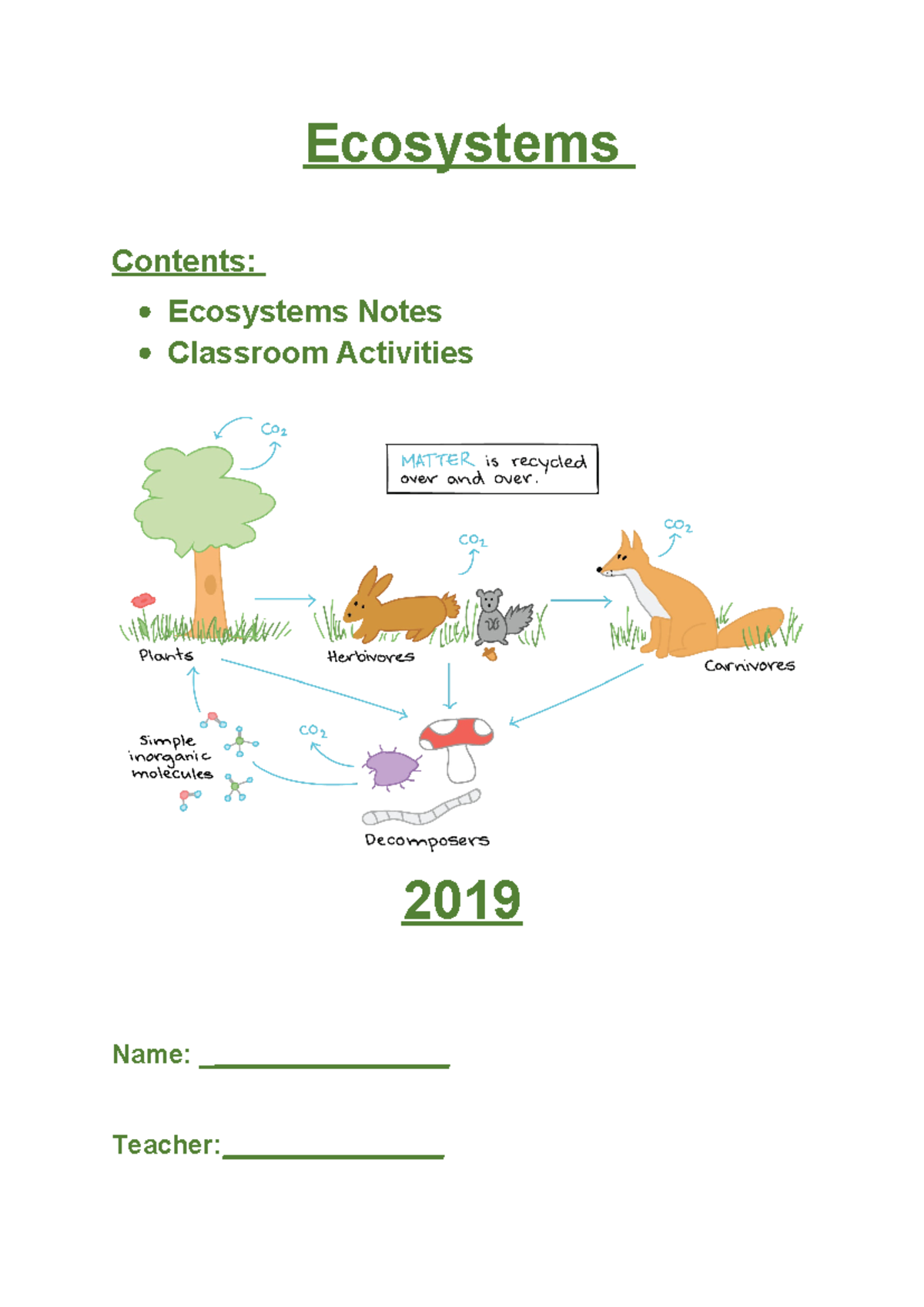 Ecosystems Booklets - notes - Ecosystems Contents: Ecosystems Notes ...