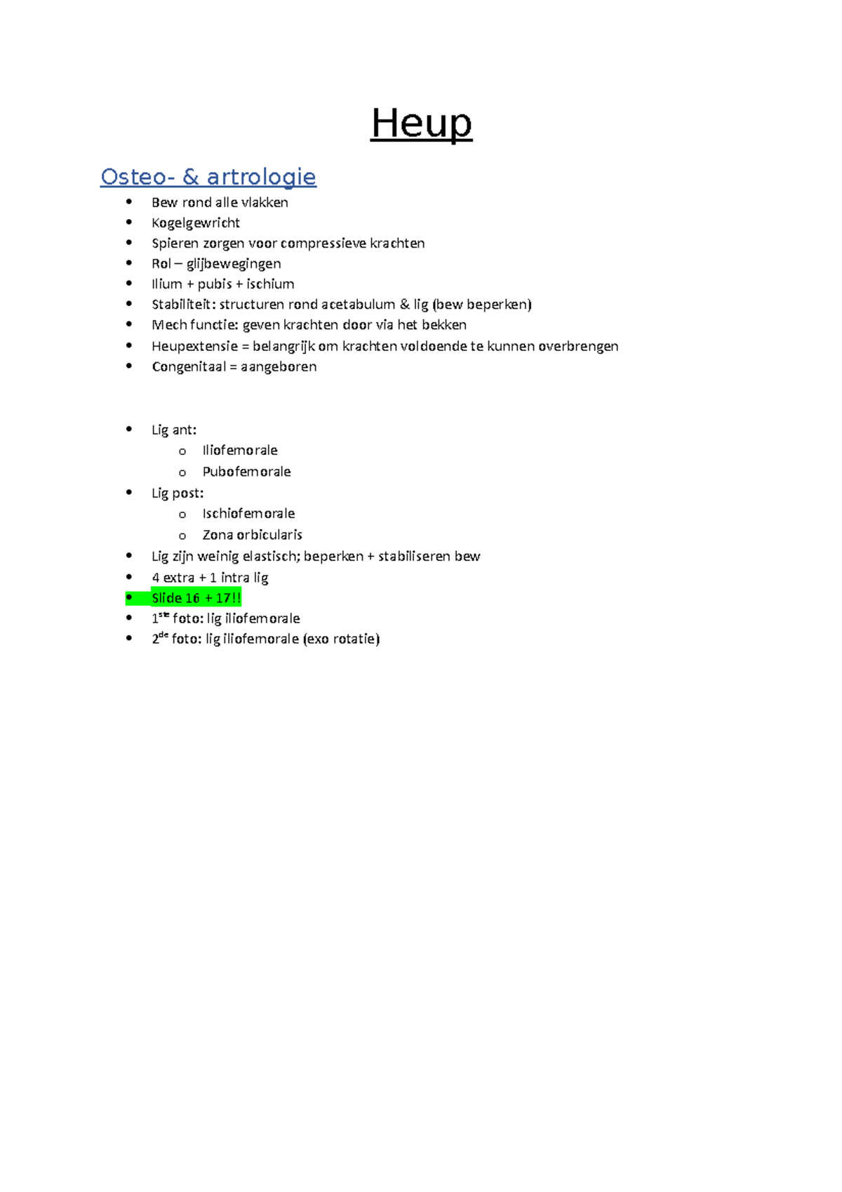 Notities heup - Heup Osteo- & artrologie Bew rond alle vlakken ...