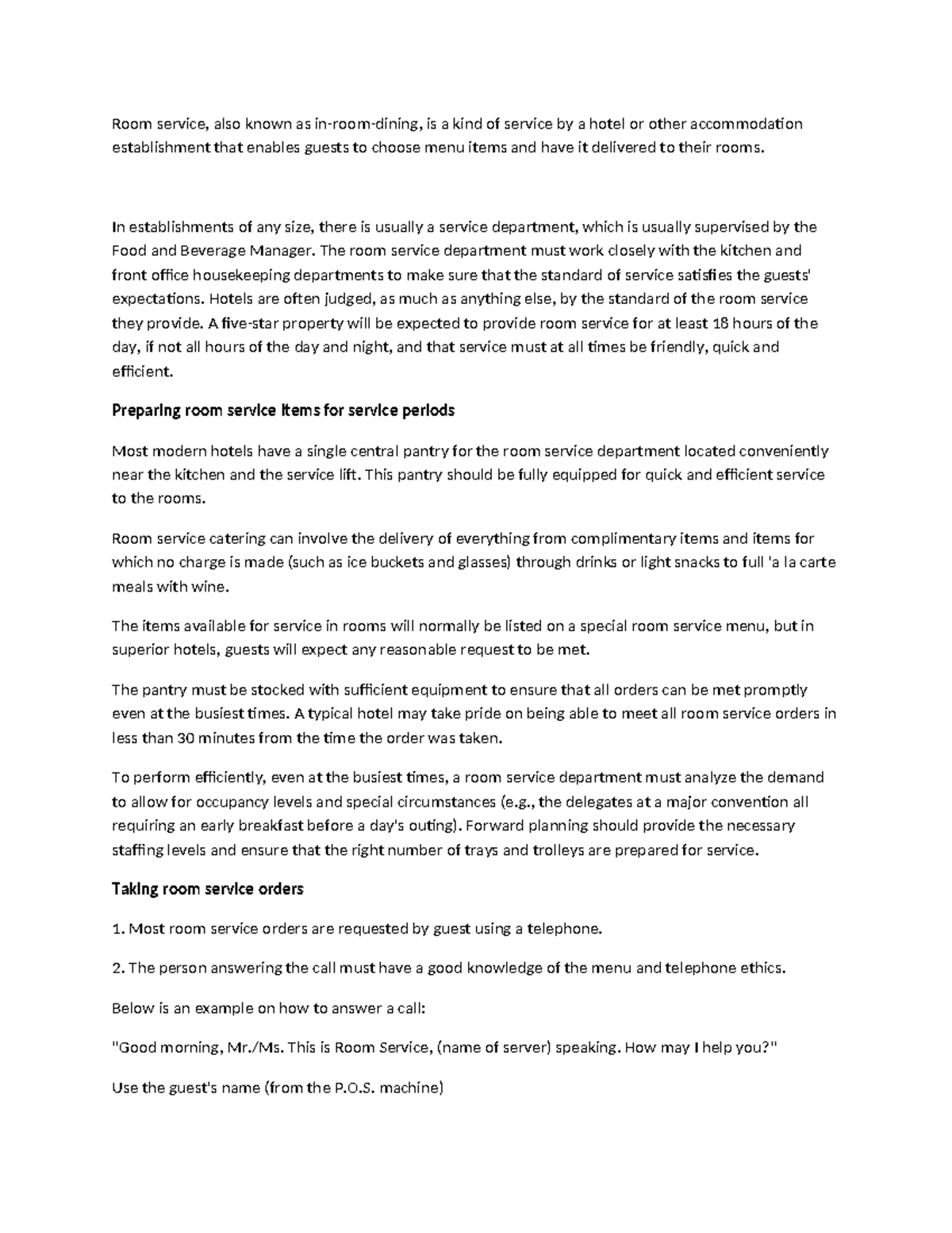 Room service, a-WPS Office - Room service, also known as in-room-dining ...