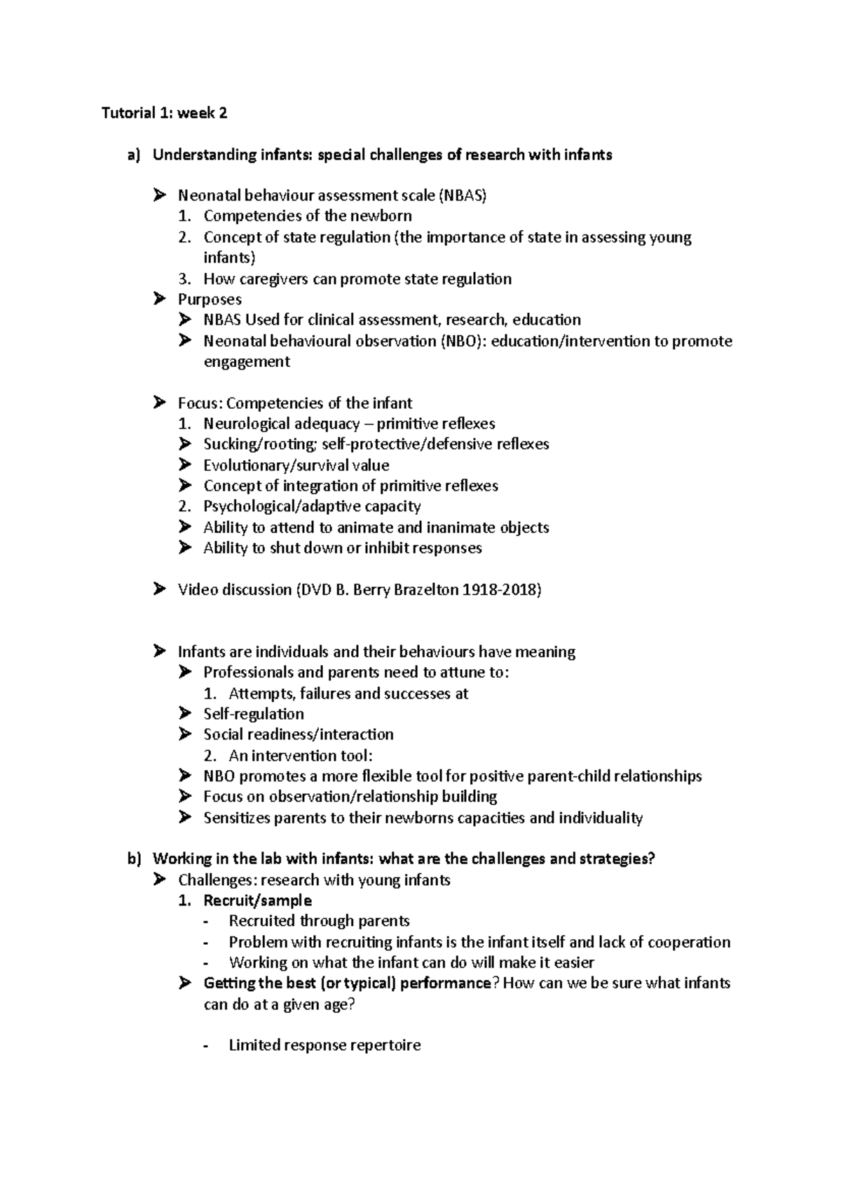 Tutorials - Tutorial - Tutorial 1: week 2 a) Understanding infants ...