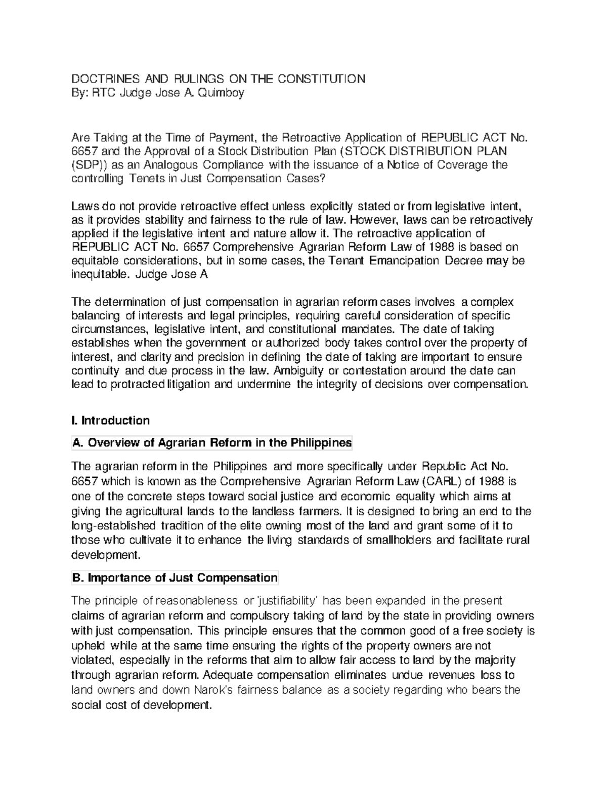 Corilla Position Paper - DOCTRINES AND RULINGS ON THE CONSTITUTION By ...