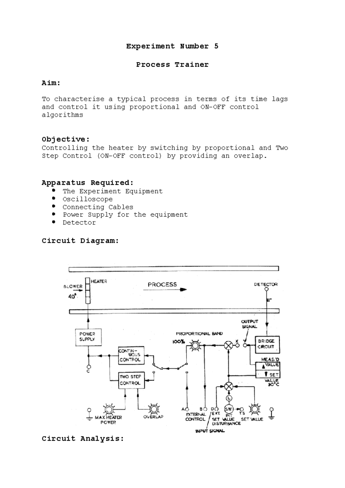 Experiment Number 5 - Apparatus Required: The Experiment Equipment ...