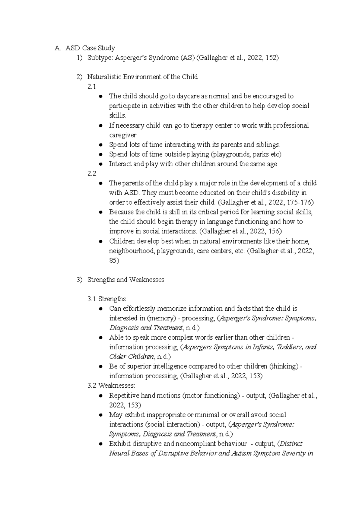 Application Assignment - A. ASD Case Study 1) Subtype: Asperger’s ...