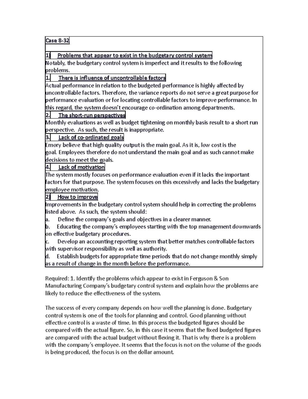 Acctg Case 8-32 - practice test - Case 8- Problems that appear to exist ...