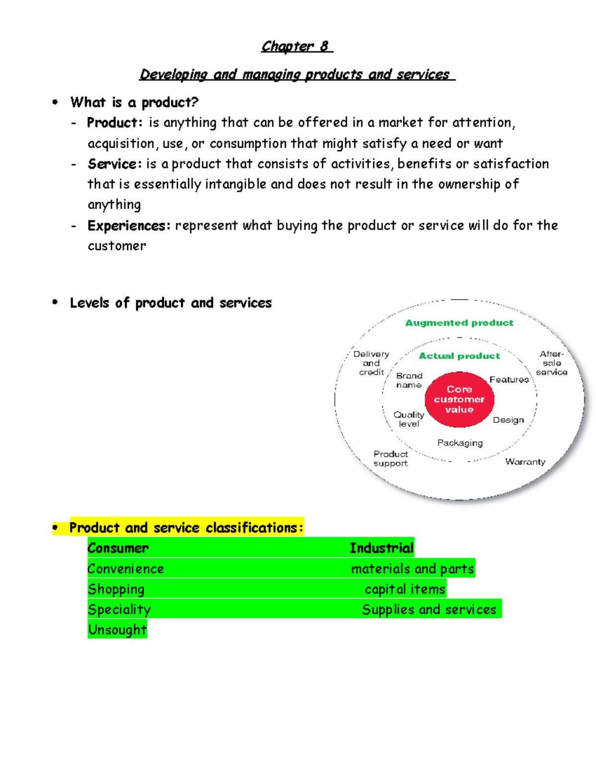 Chapter 8 - Products - Chapter 8 Developing and managing products and ...
