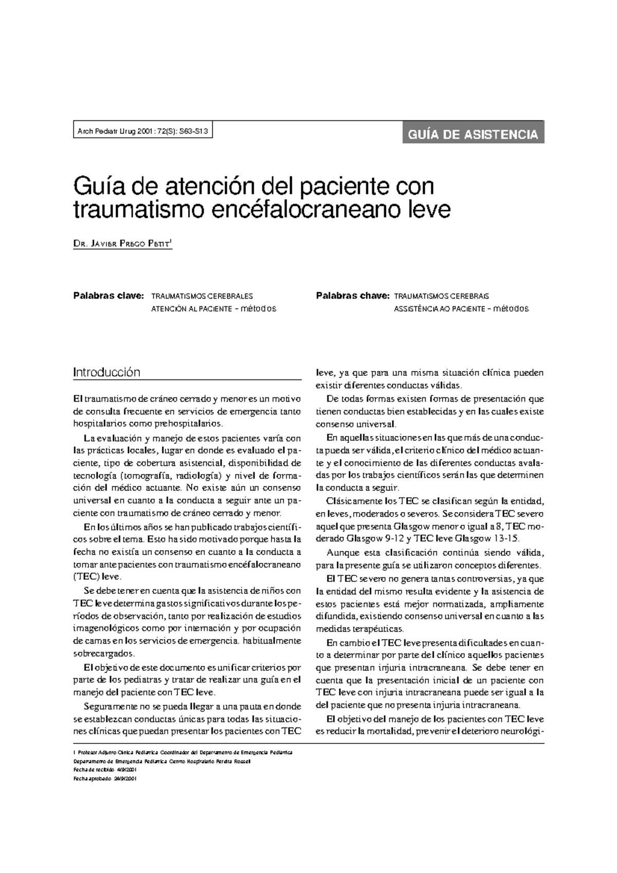 Guia de tec leve - manejo del TEC Leve - Guía de atención del paciente ...