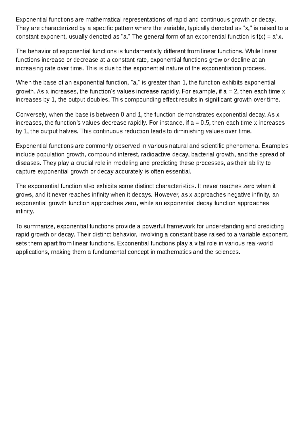 Exponential functions - They are characterized by a specific pattern ...