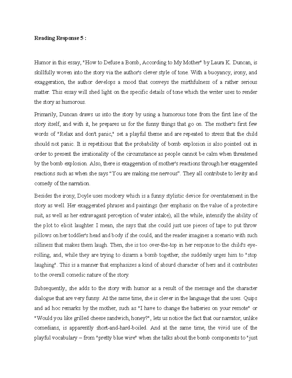 Reading Response 5 - dwqwqdwq - Reading Response 5 : Humor in this ...